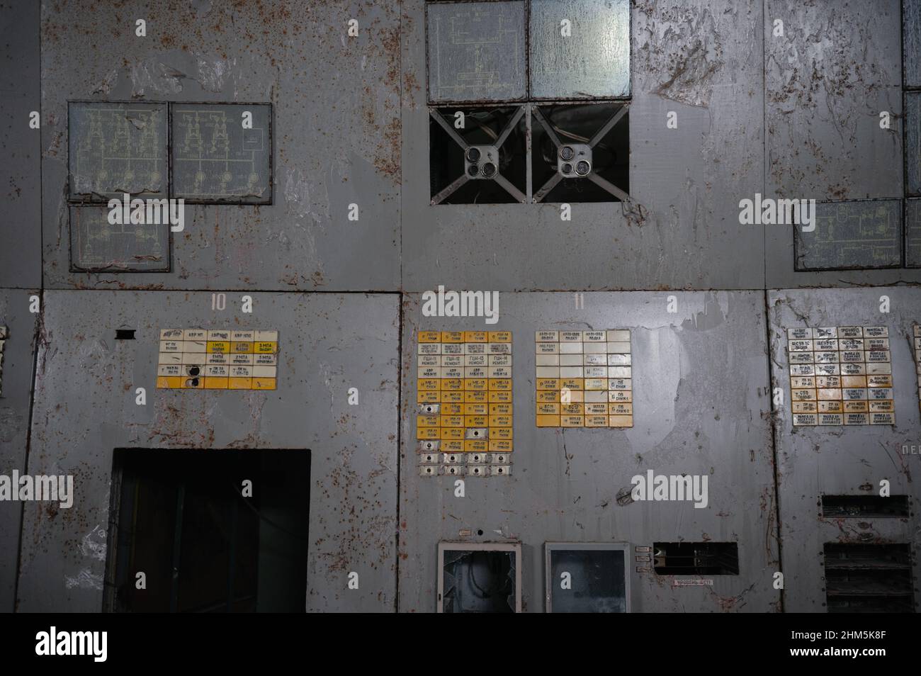 The derelict control room of reactor 4 at the Chernobyl Nuclear Power ...