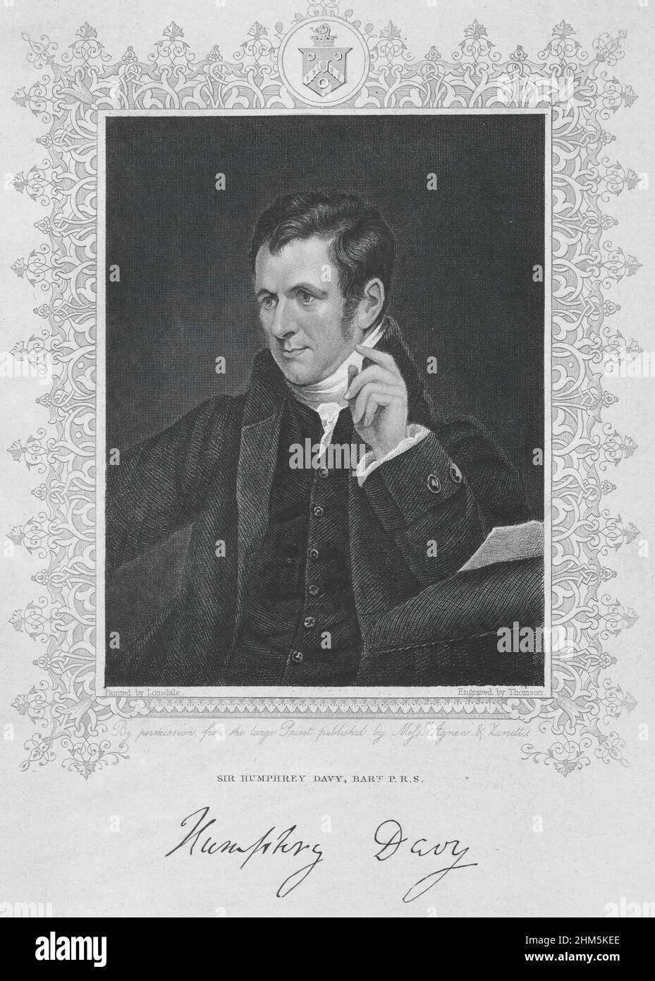 Portrait of Humphry Davy (1778-1829) - Historical engraving Stock Photo ...