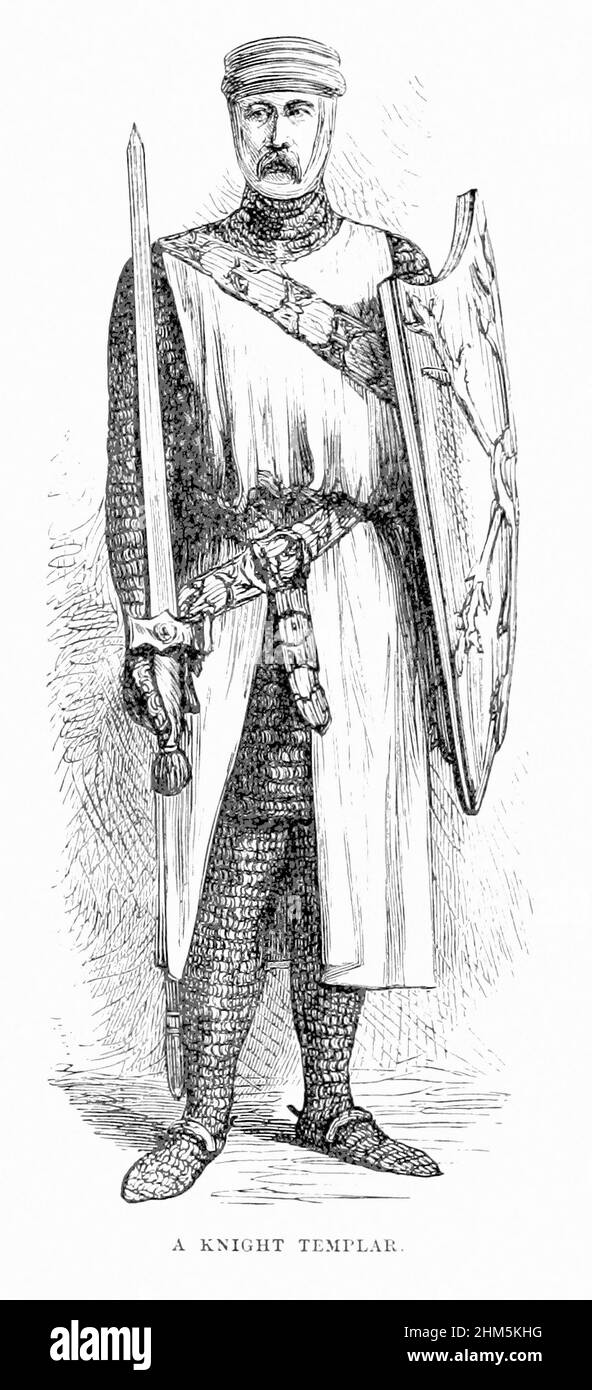 Portrait of a Knight Templar - British engraving XIX th Century Stock ...