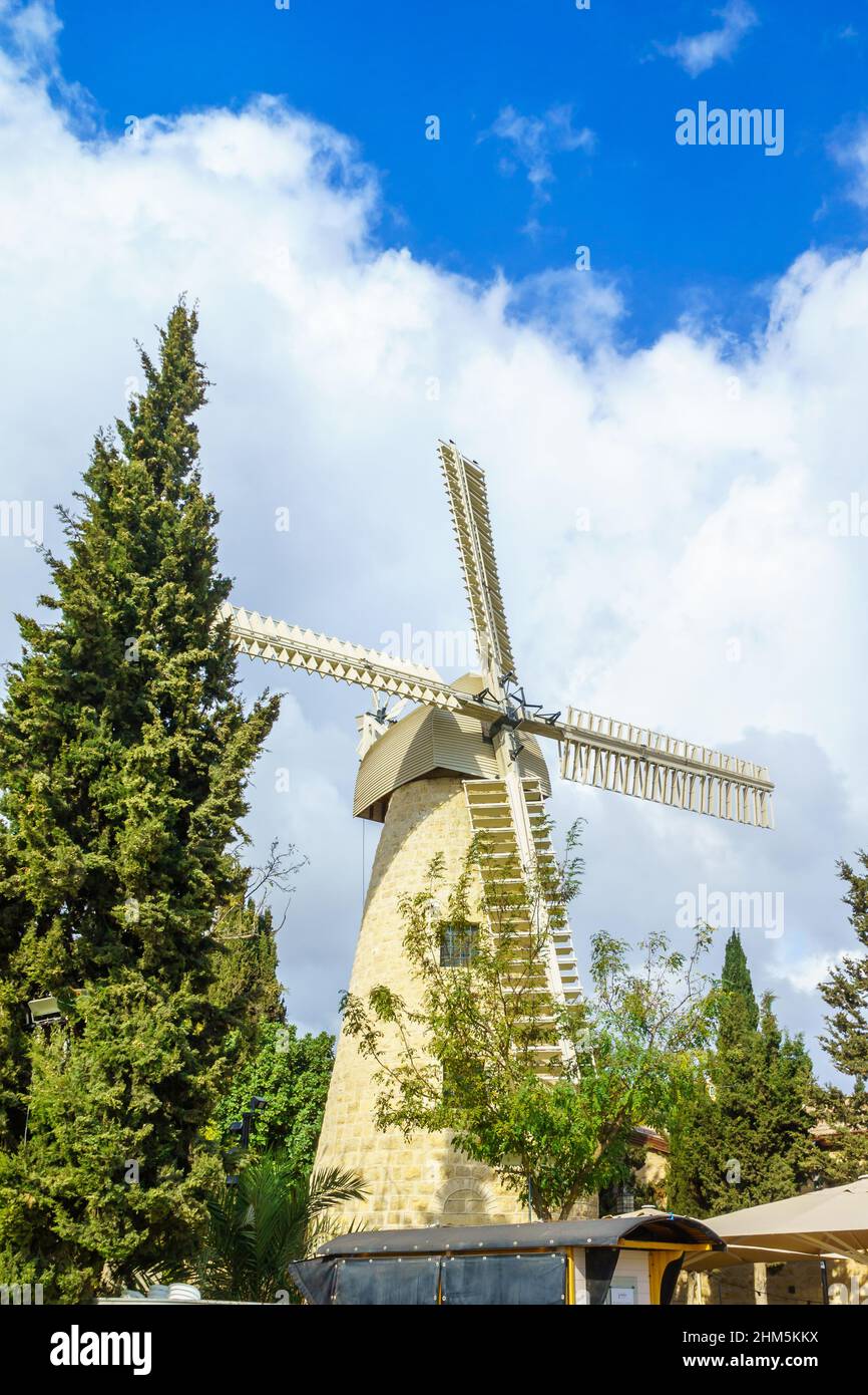 View of the Montefiore Windmill, in Mishkenot Shaananim neighborhood ...
