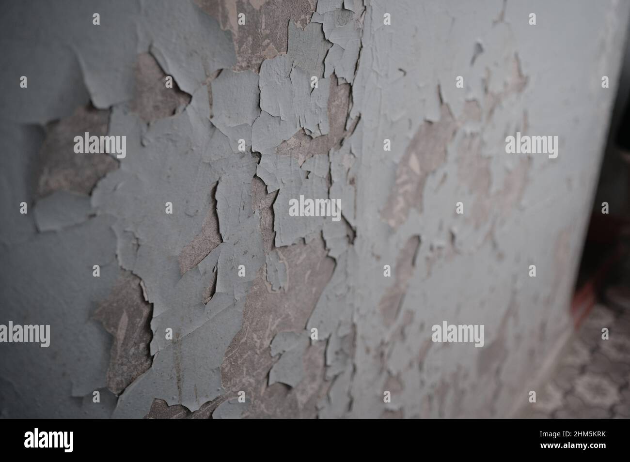 Paint peels off the wall of the hallway leading to reactor 4 in the ...