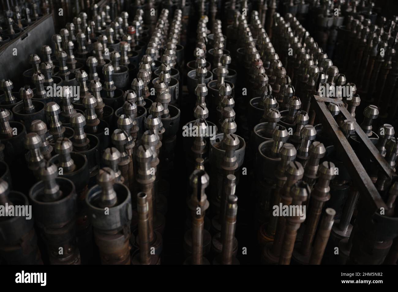 Fuel stringers stand organized in reactor hall 3 at the Chernobyl ...