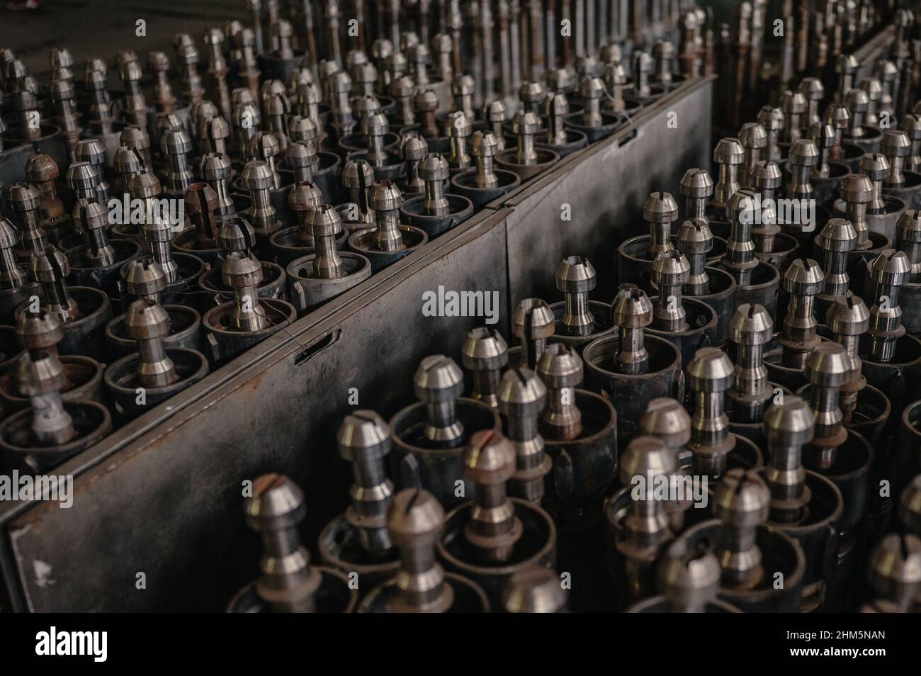 Fuel stringers stand organized in reactor hall 3 at the Chernobyl ...