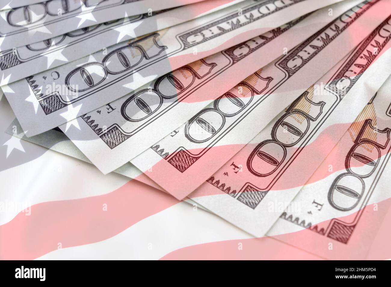 US dollar background with american flag background. Economy, savings ...