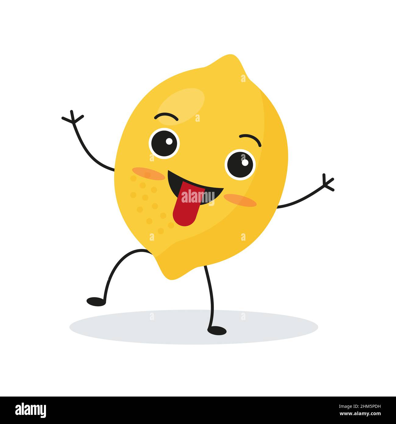 Cute happy lemon character. Funny fruit emoticon in flat style. eps 10 ...