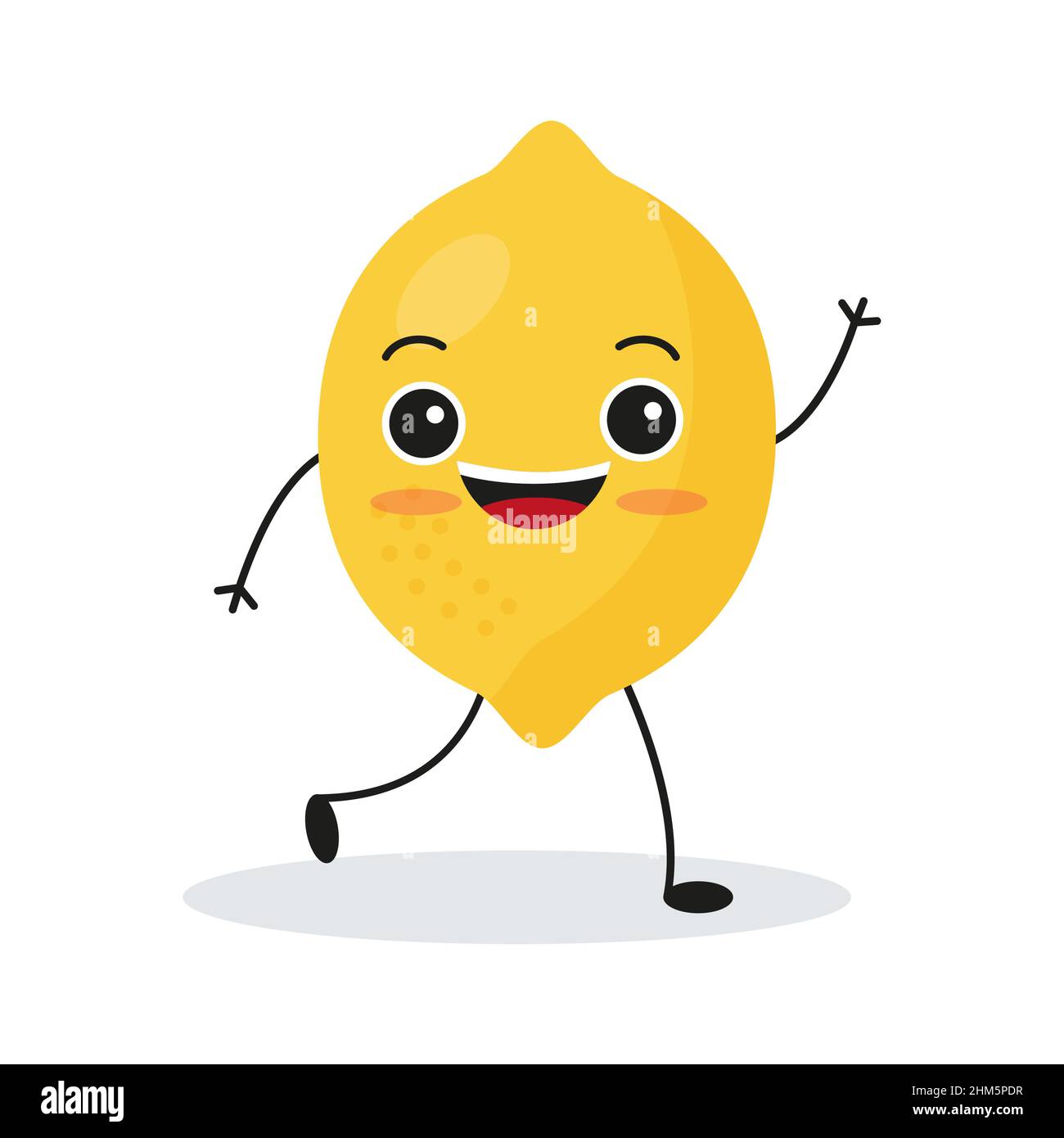 Cute happy lemon character. Funny fruit emoticon in flat style. eps 10 ...