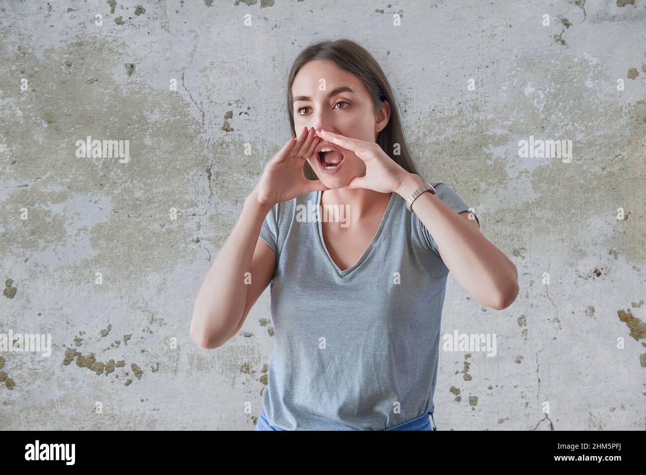 Young woman shouting, shout or crying emotional woman screaming Stock ...