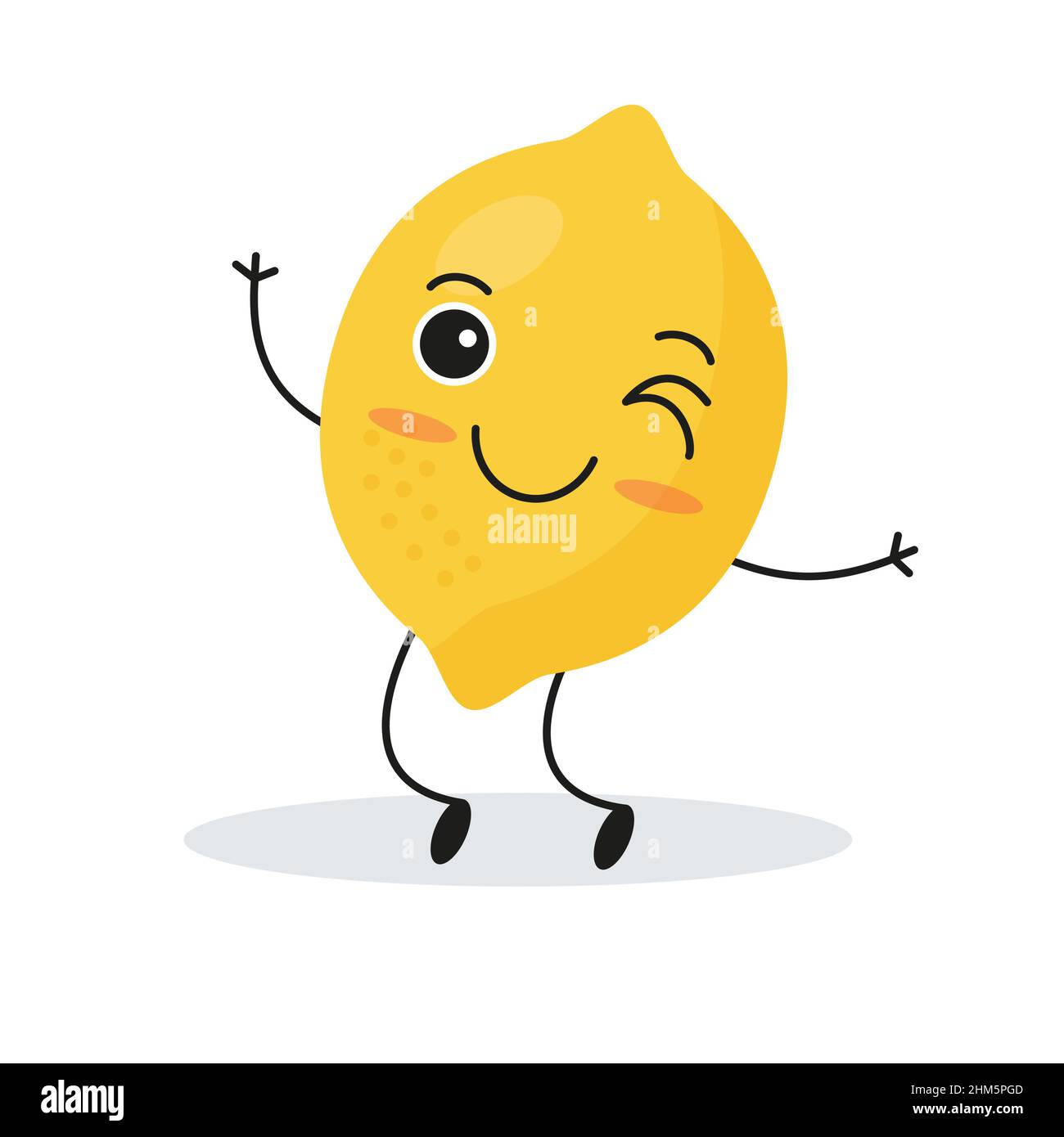 Cute happy lemon character. Funny fruit emoticon in flat style. eps 10 ...