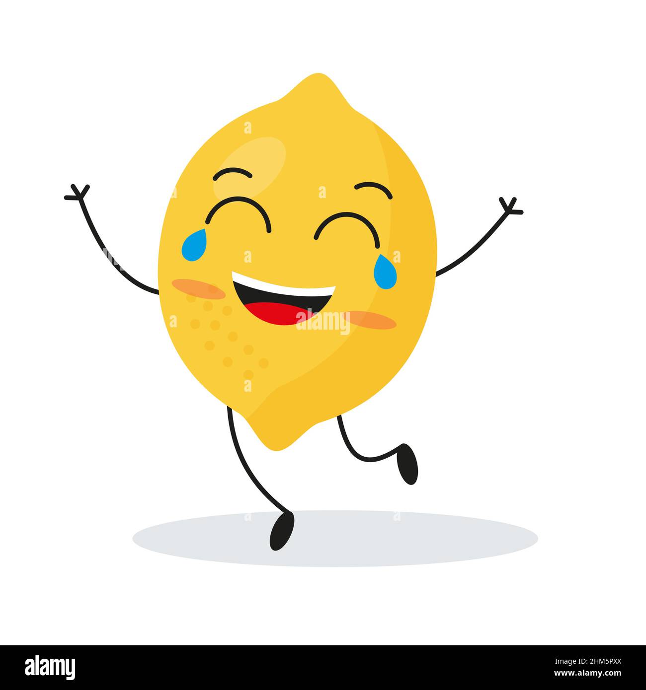 Cute Happy Lemon Character Funny Fruit Emoticon In Flat Style Eps 10