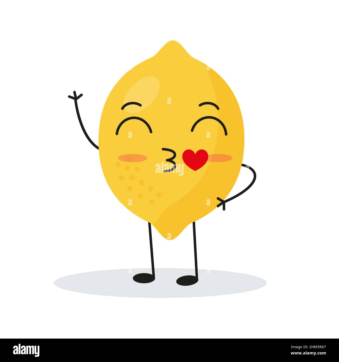 Cute happy lemon character. Funny fruit emoticon in flat style. eps 10 ...