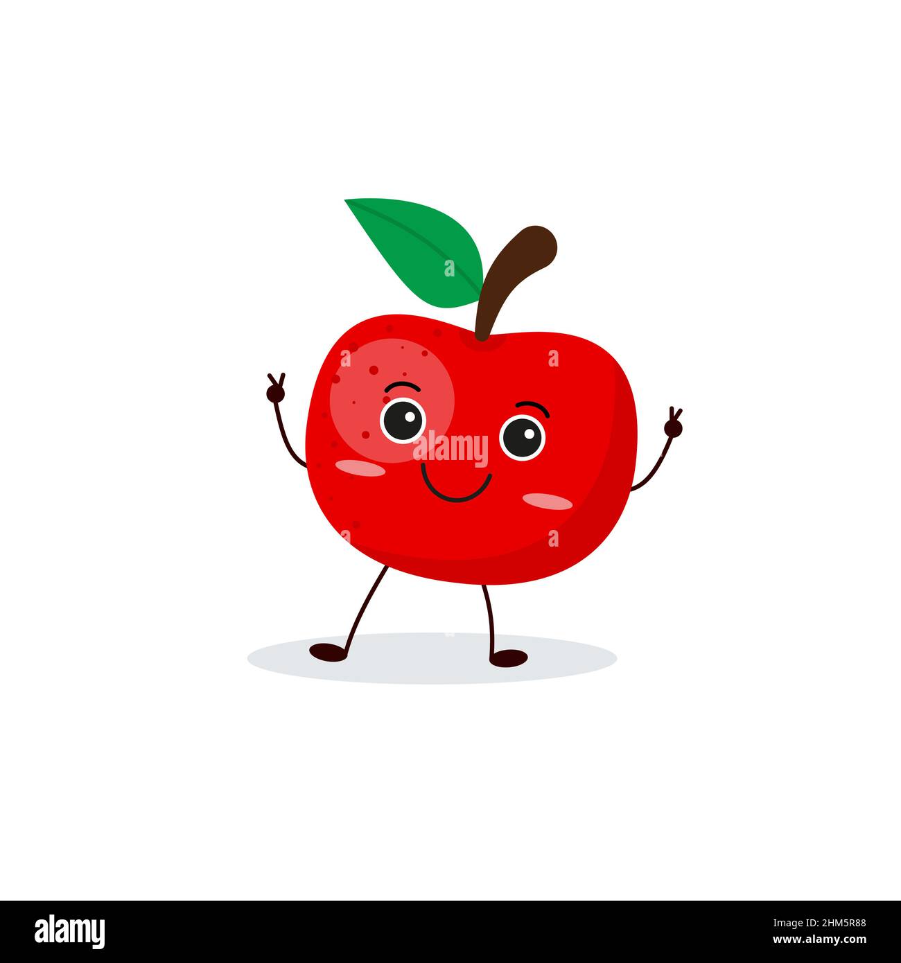 Cute happy apple character. Funny fruit emoticon in flat style. eps 10 ...