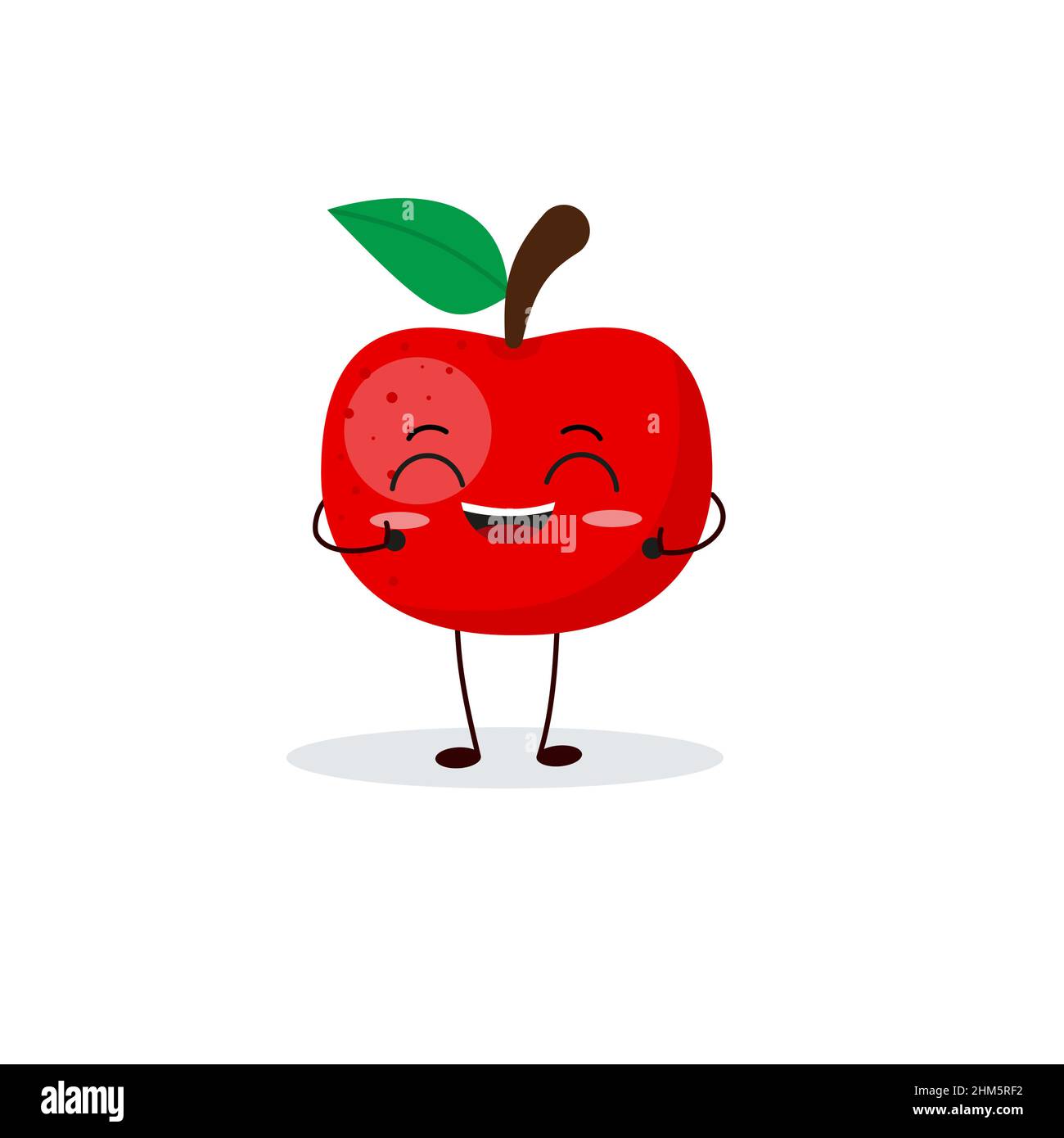 Cute happy apple character. Funny fruit emoticon in flat style. eps 10 ...