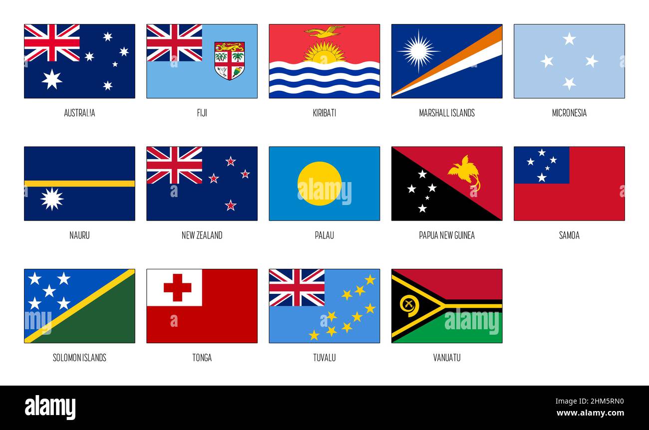 Australia and Oceania vector national flag collection Stock Vector ...