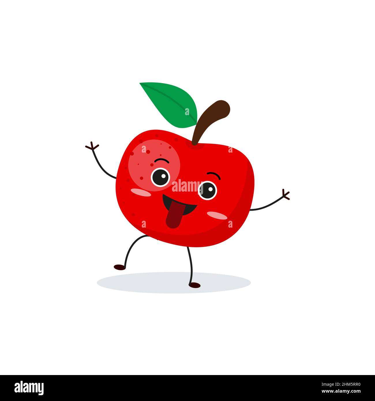 Cute happy apple character. Funny fruit emoticon in flat style. eps 10 ...