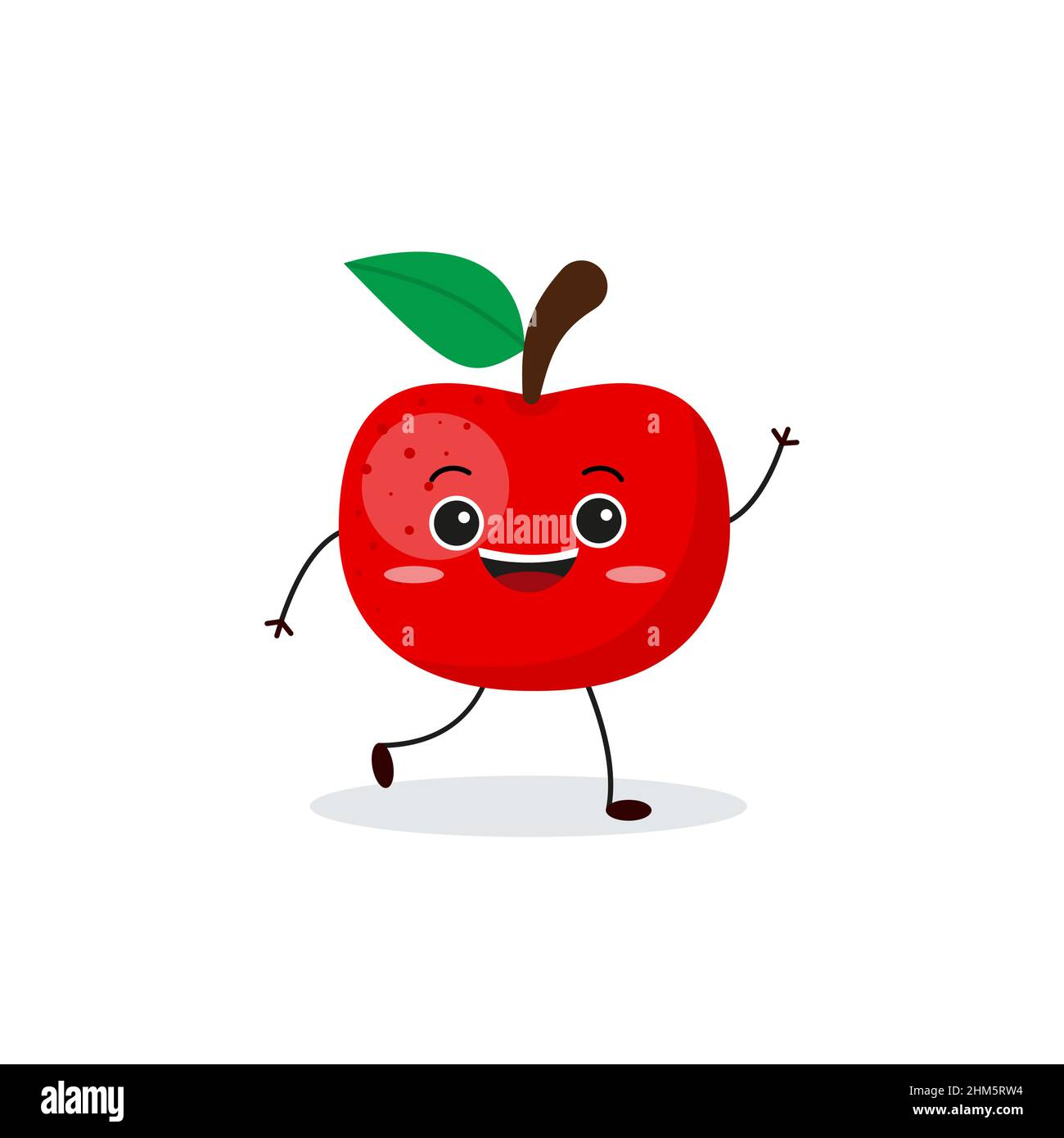 Cute happy apple character. Funny fruit emoticon in flat style. eps 10 ...