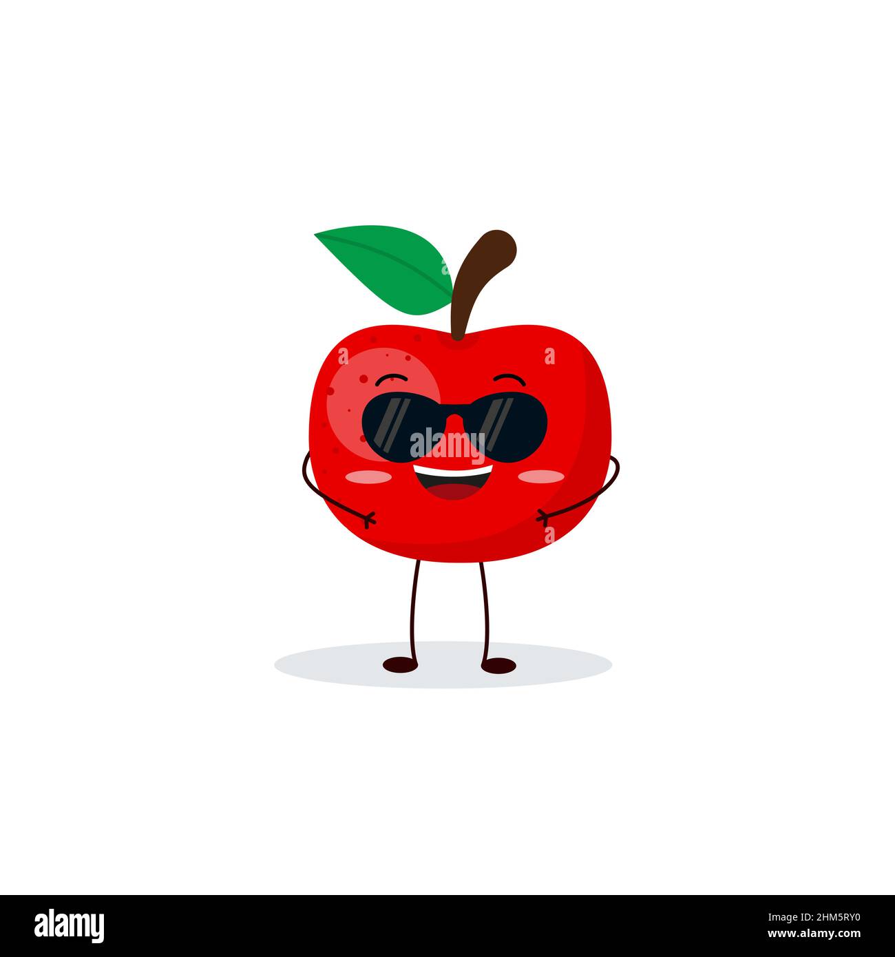 Cute happy apple character. Funny fruit emoticon in flat style. eps 10 ...