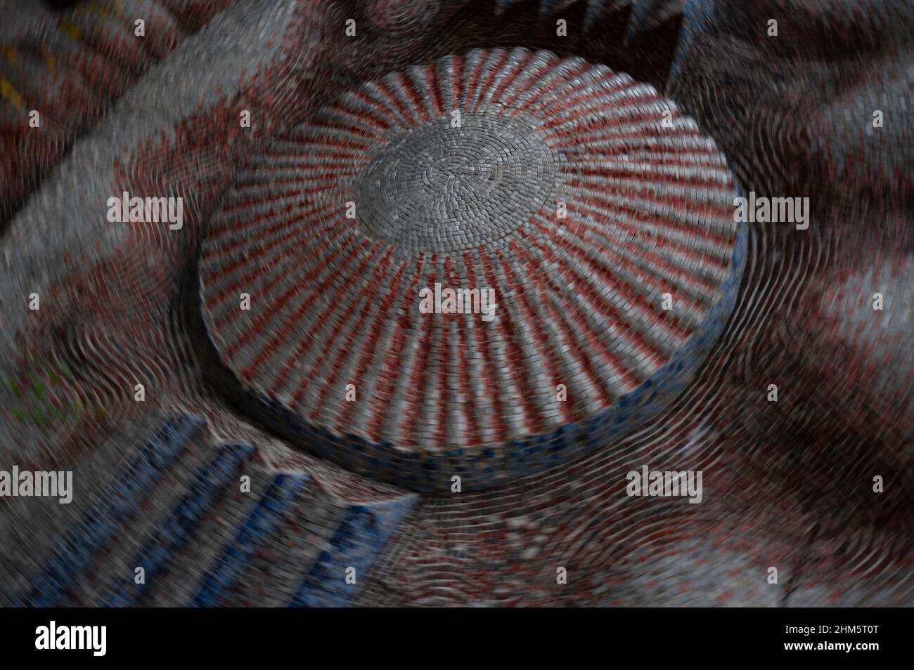 A relief mosaic on the Prometheus Cinema in Pripyat, Ukraine near the ...