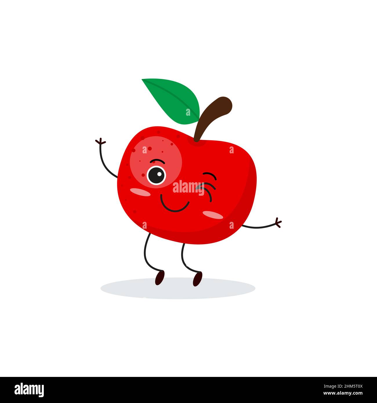 Cute happy apple character. Funny fruit emoticon in flat style. eps 10 ...