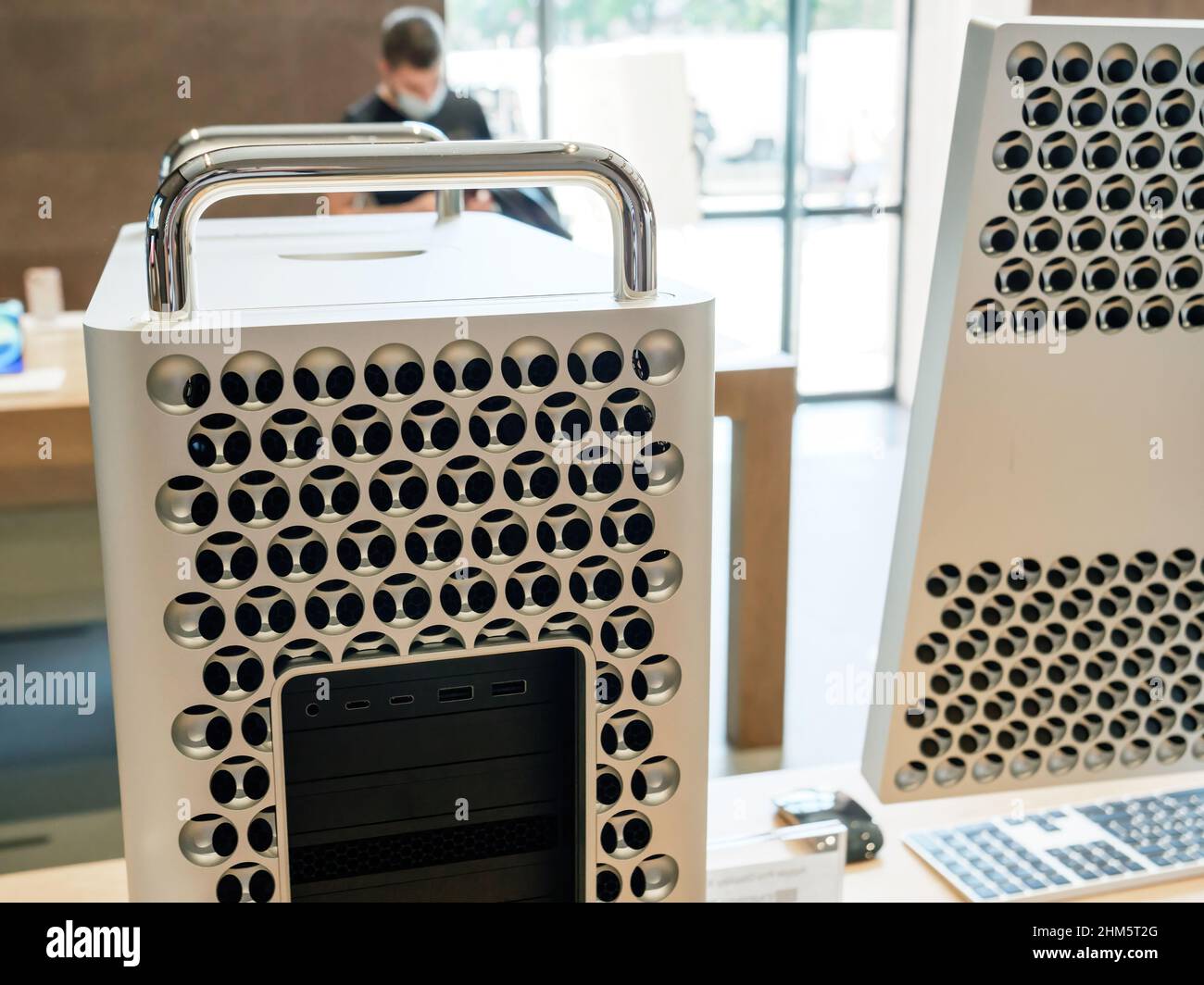 Paris, France - Sep 24, 2021: New Apple Computers Mac Pro workstation ...
