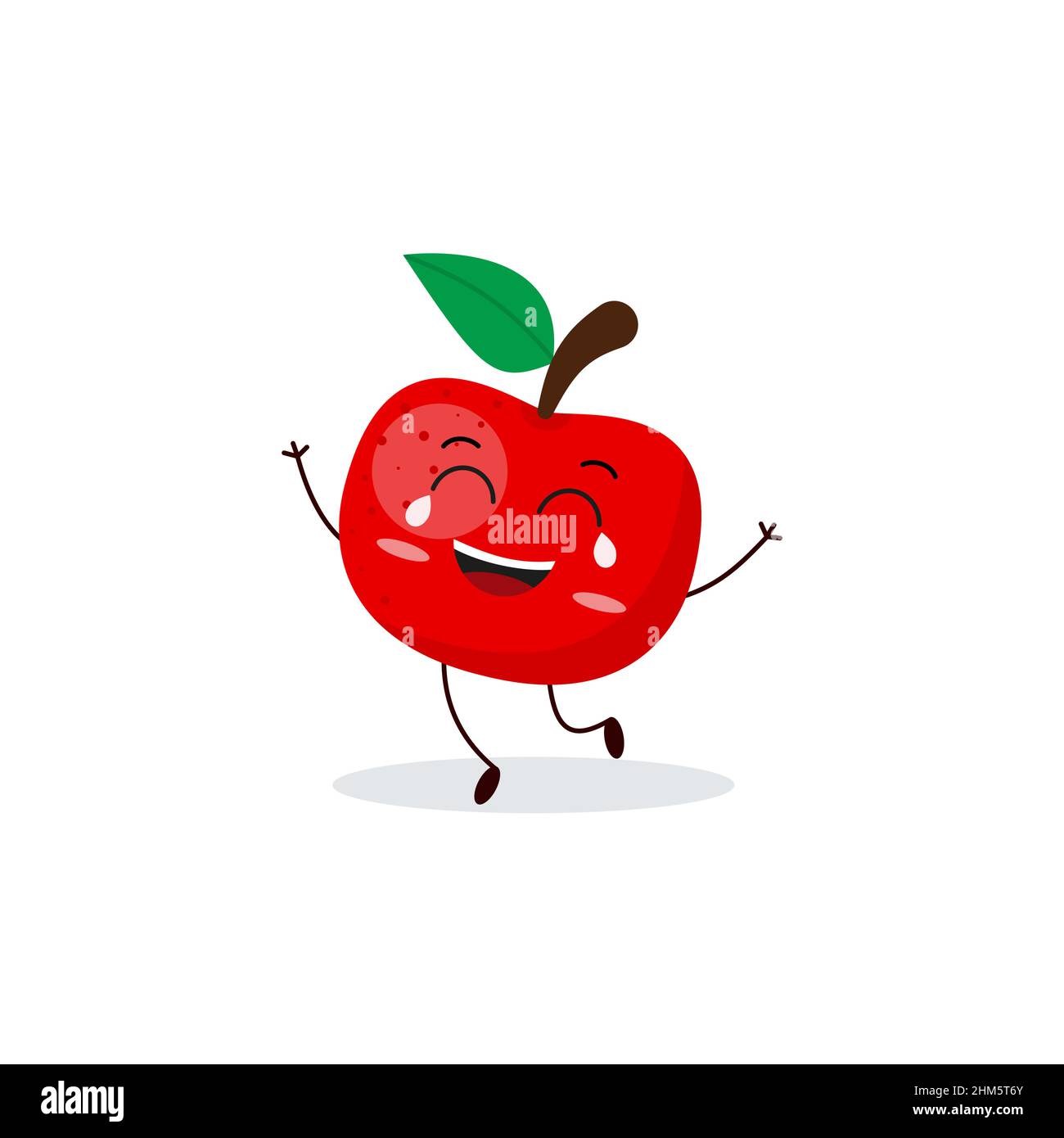 Cute happy apple character. Funny fruit emoticon in flat style. eps 10 ...