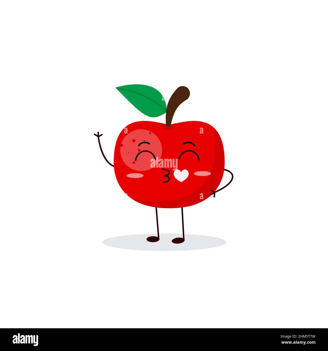 Cute happy apple character. Funny fruit emoticon in flat style. eps 10 ...
