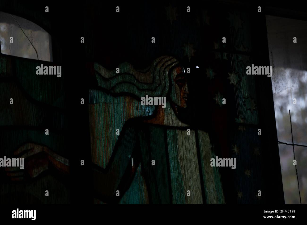 Beautifully detailed stained glass artwork inside the abandoned Cafe ...