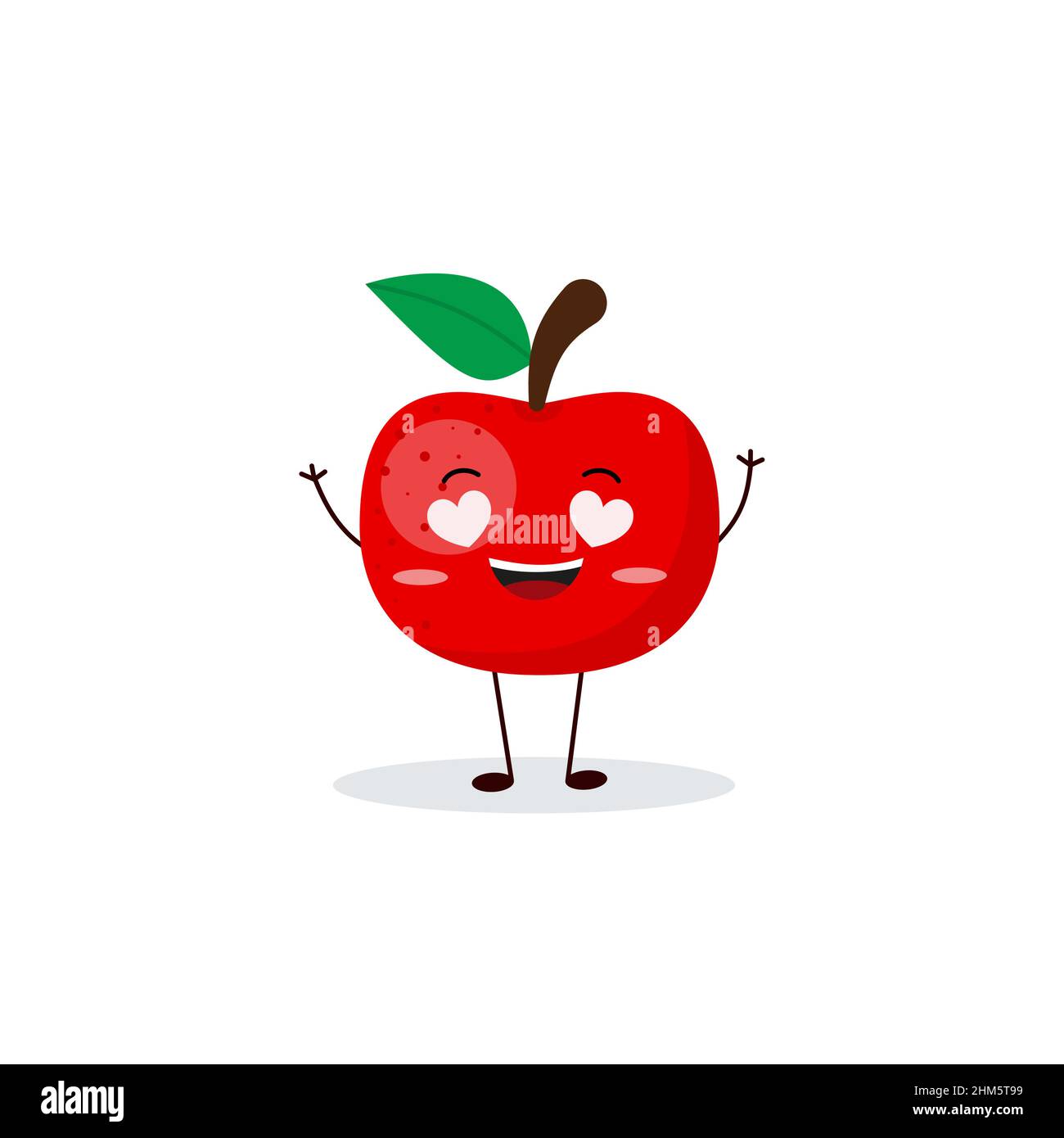 Cute happy apple character. Funny fruit emoticon in flat style. eps 10 ...