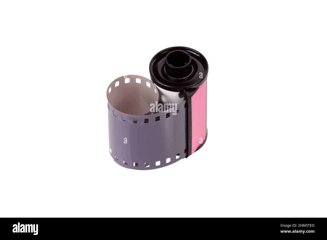 coil with photographic film isolated on a white background. High ...