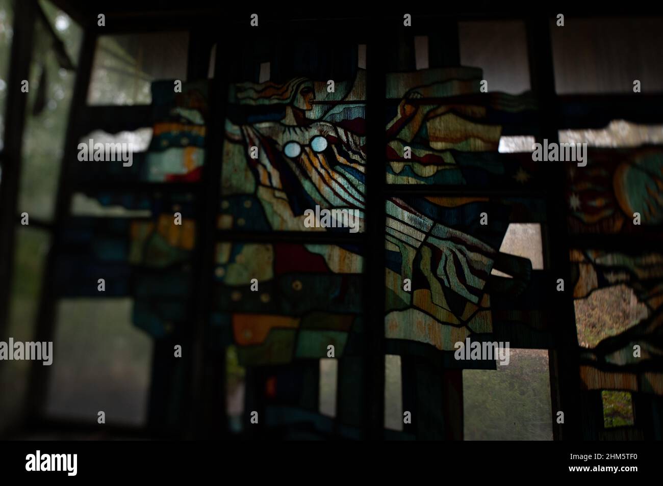 Beautifully detailed stained glass artwork inside the abandoned Cafe ...