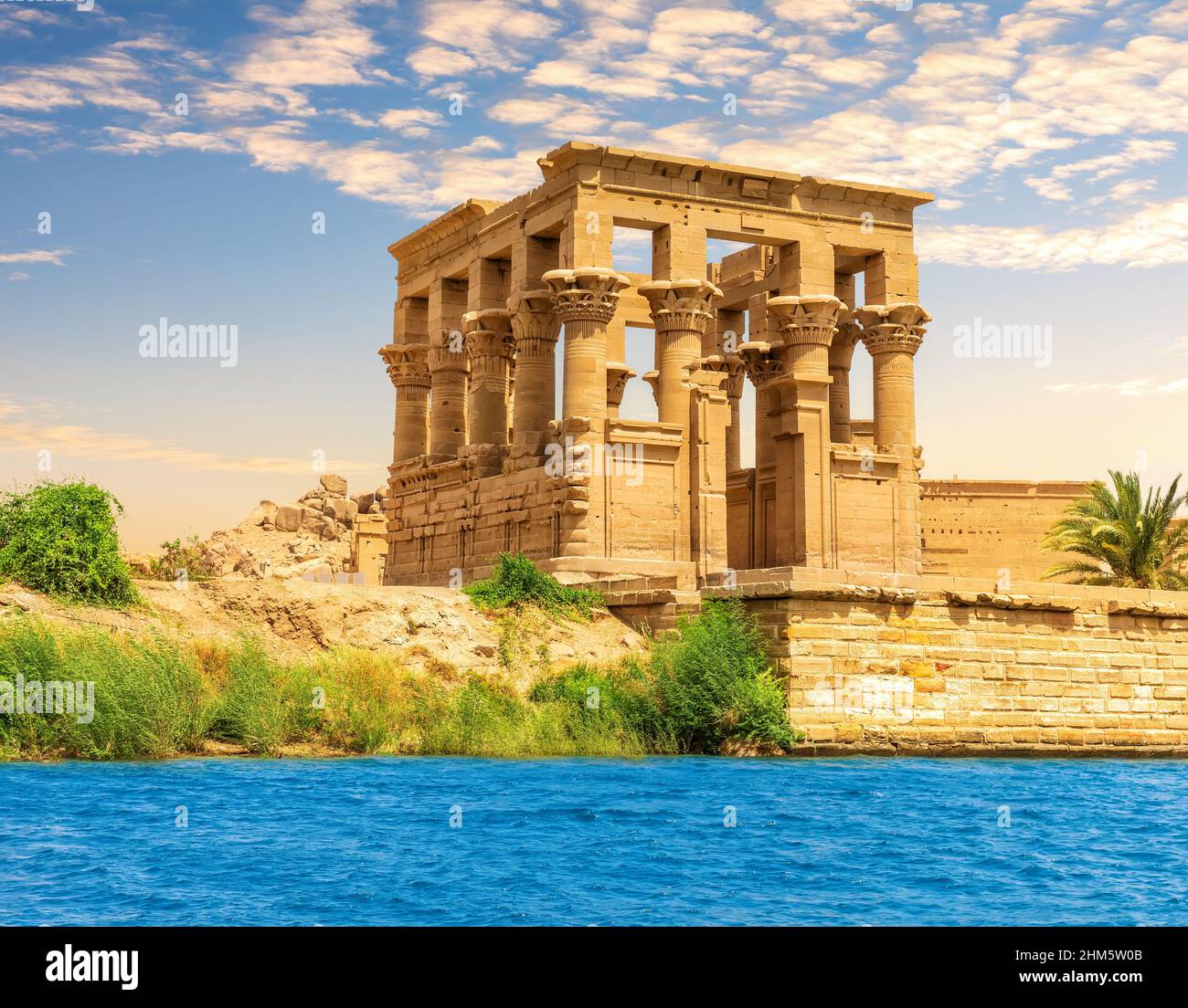 Trajan's kiosk near Philae Temple, close view, Aswan, Egypt Stock Photo ...