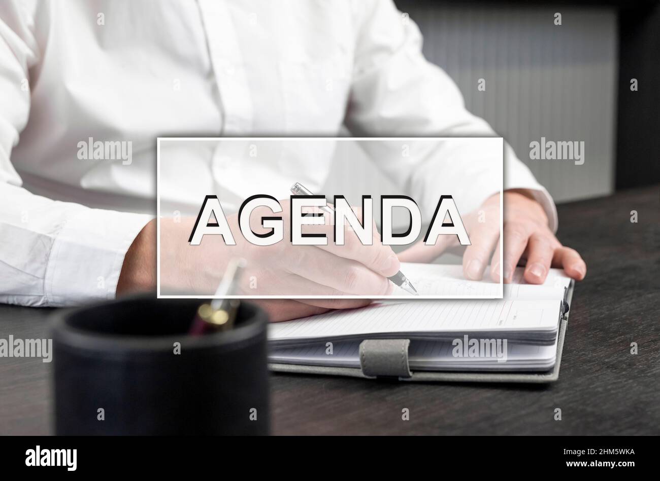 Business agenda concept. Word, text on photo Stock Photo - Alamy