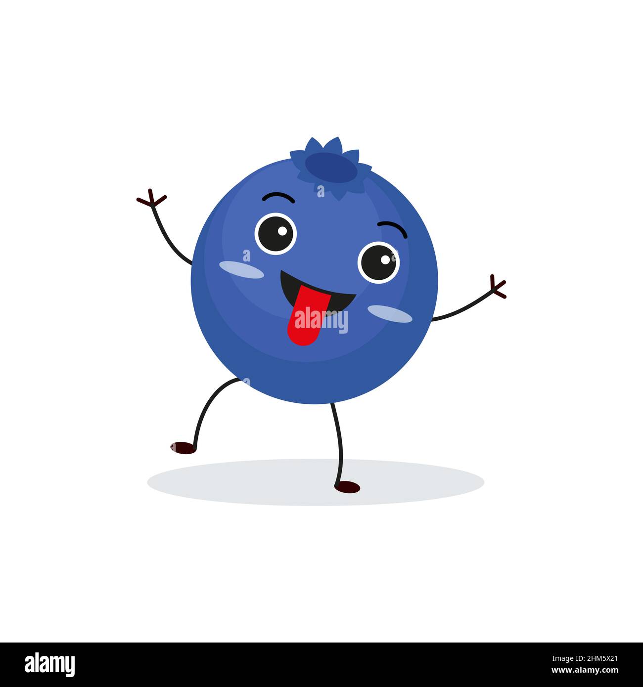 Cute happy blueberry character. Funny fruit emoticon in flat style. eps ...