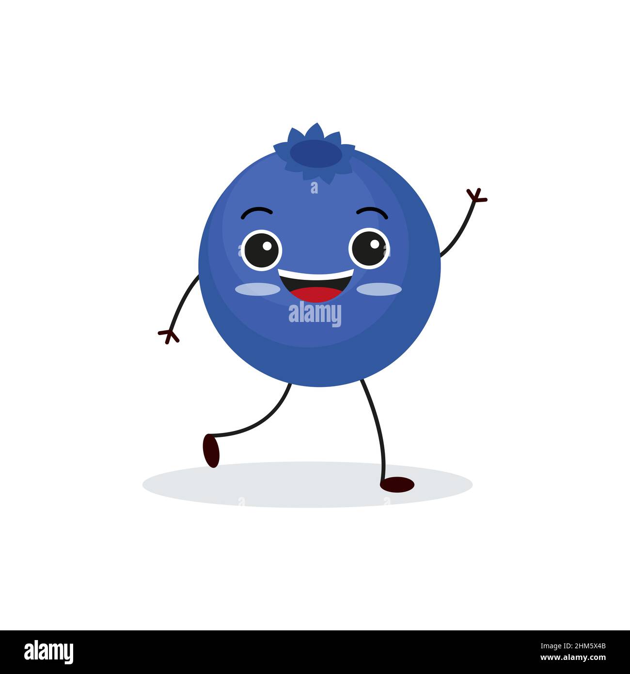 Cute happy blueberry character. Funny fruit emoticon in flat style. eps ...