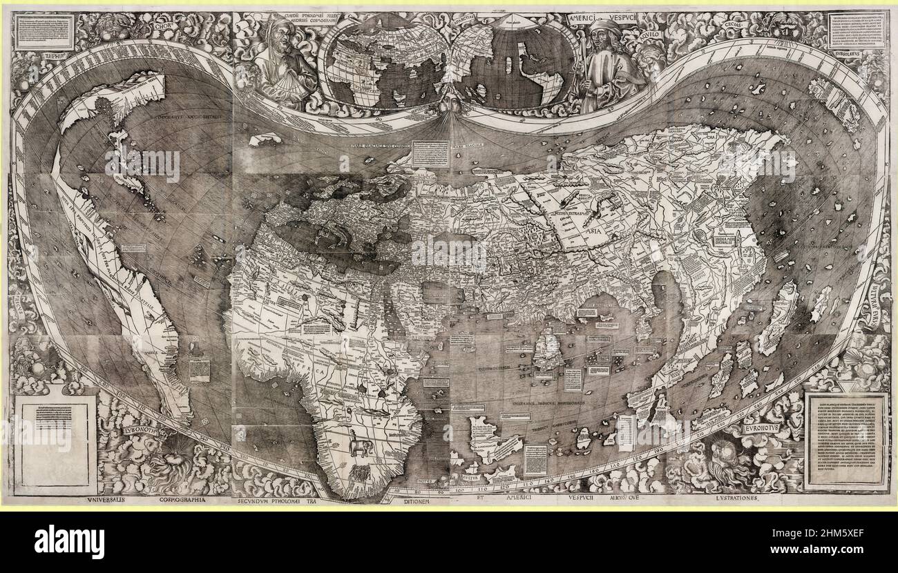 1507 Martin Waldseemueller map of the world Stock Photo - Alamy