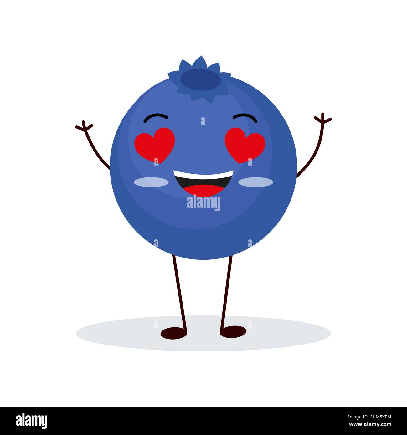 Cute happy blueberry character. Funny fruit emoticon in flat style. eps ...