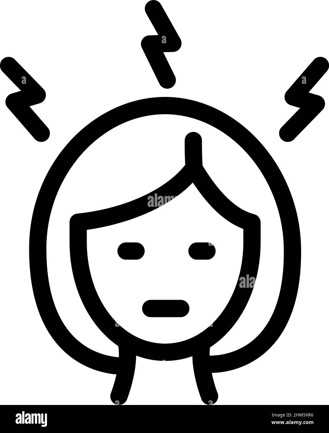 Woman with Headache outline icon. Migraine symbol concept isolated on ...