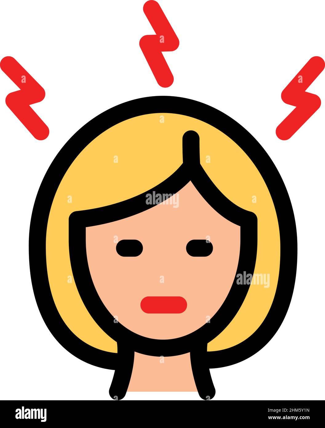 Woman with Headache color icon. Migraine flat symbol concept isolated ...