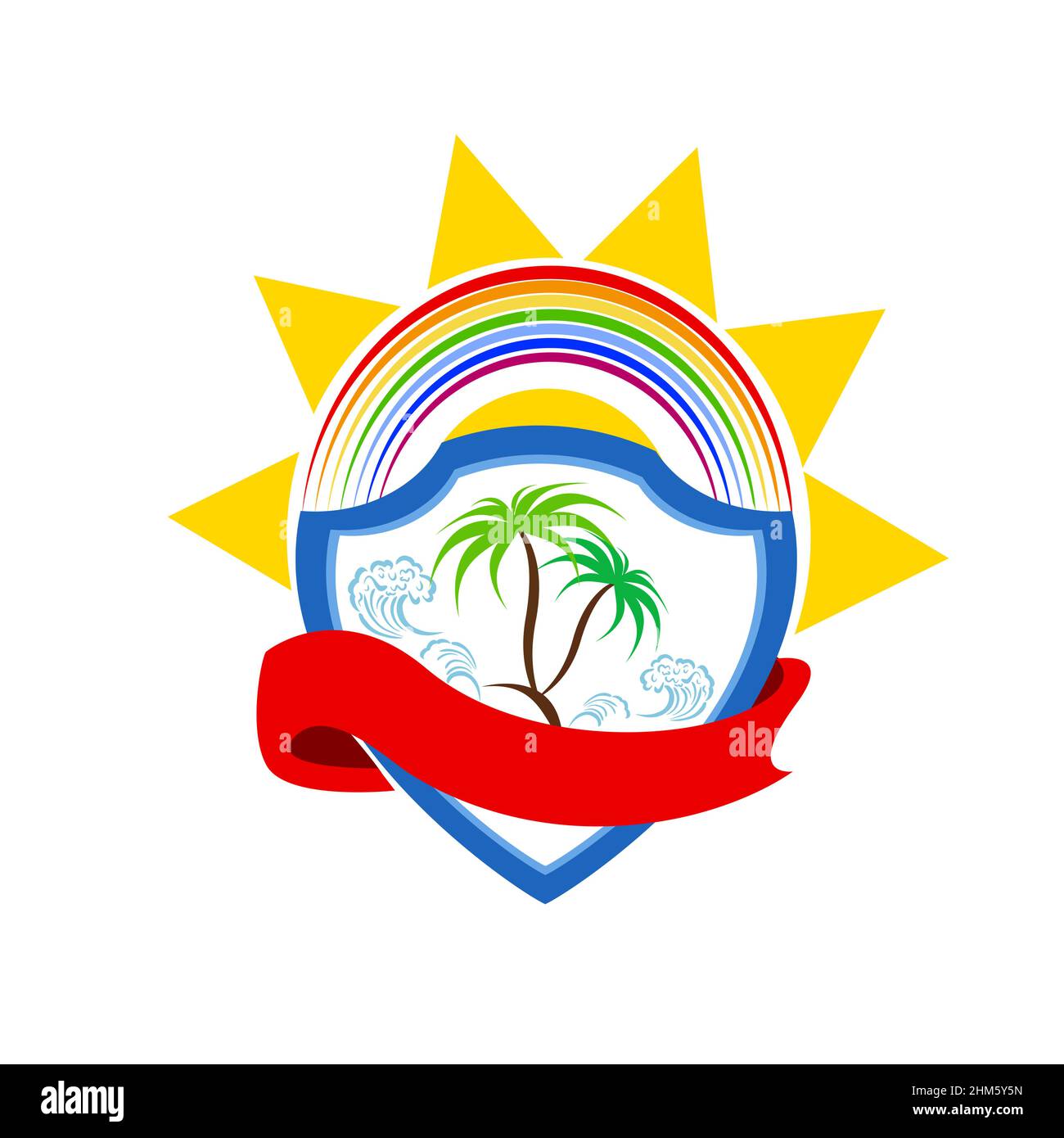 Palm tree and sun logo. Vector illustration Stock Vector Image & Art ...