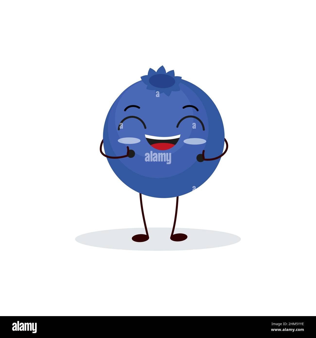 Cute happy blueberry character. Funny fruit emoticon in flat style. eps ...
