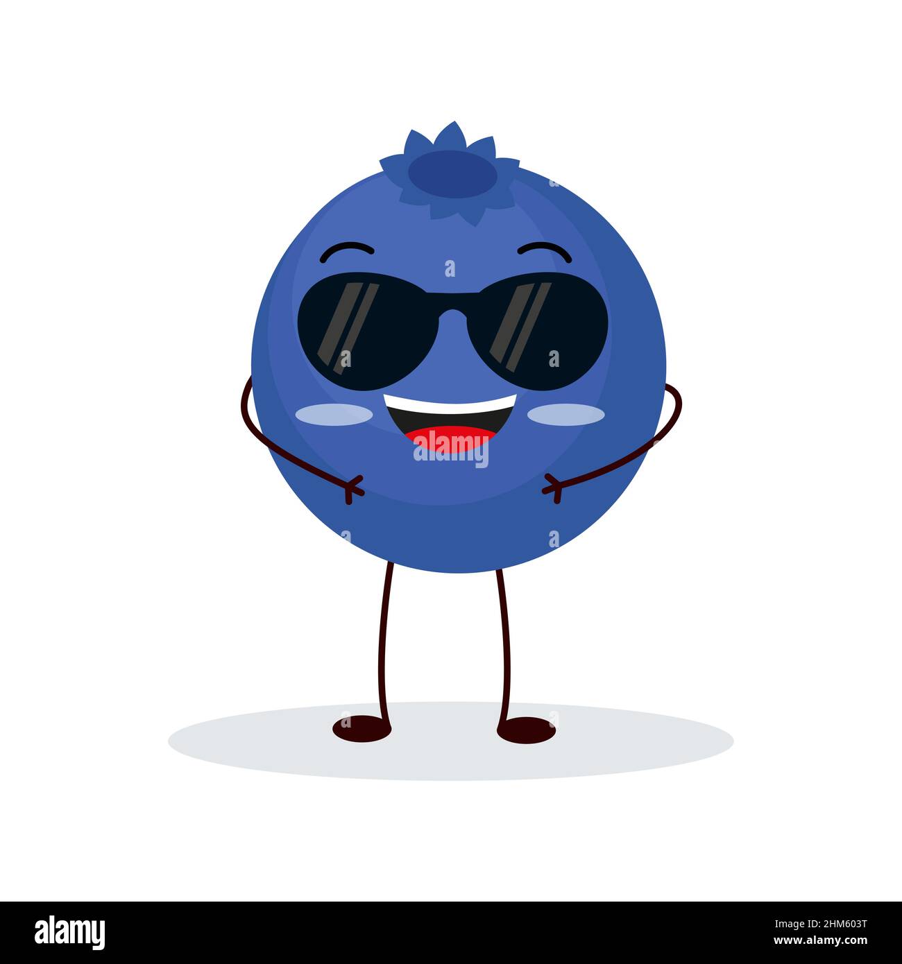 Cute happy blueberry character. Funny fruit emoticon in flat style. eps ...
