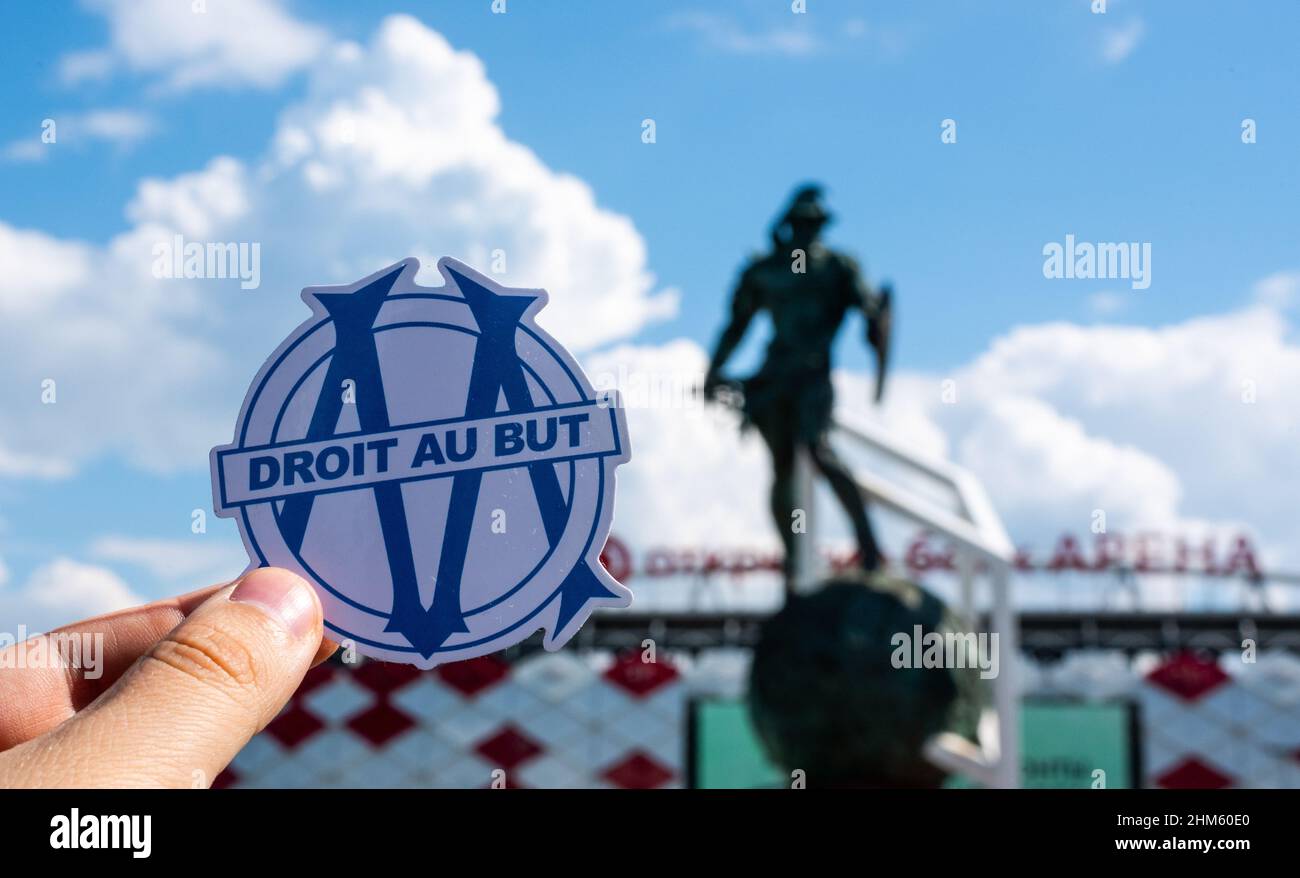 June 14, 2021, Marseille, France. The emblem of the football club ...