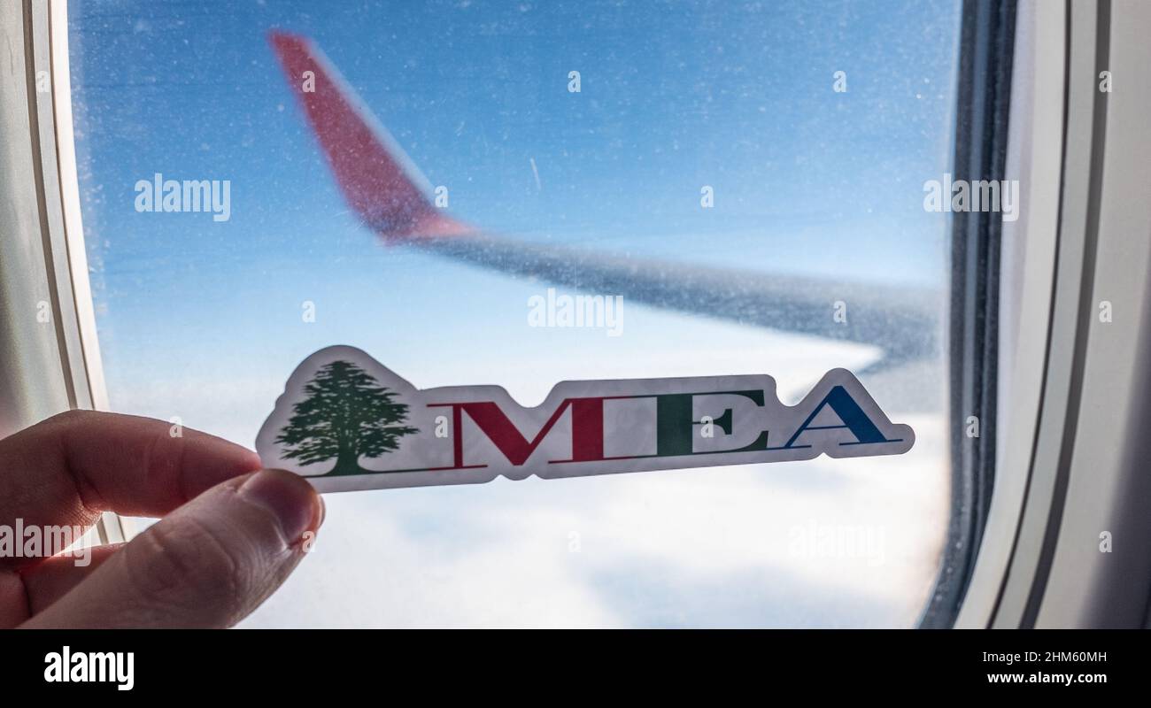 December 6, 2021, Beirut, Lebanon. The emblem of the airline Middle ...