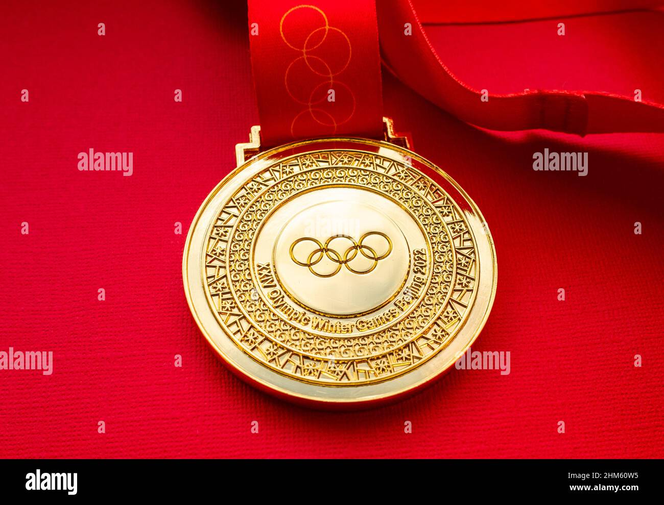January 27, 2022, Beijing, China. XXIV Olympic Winter Games gold medal ...