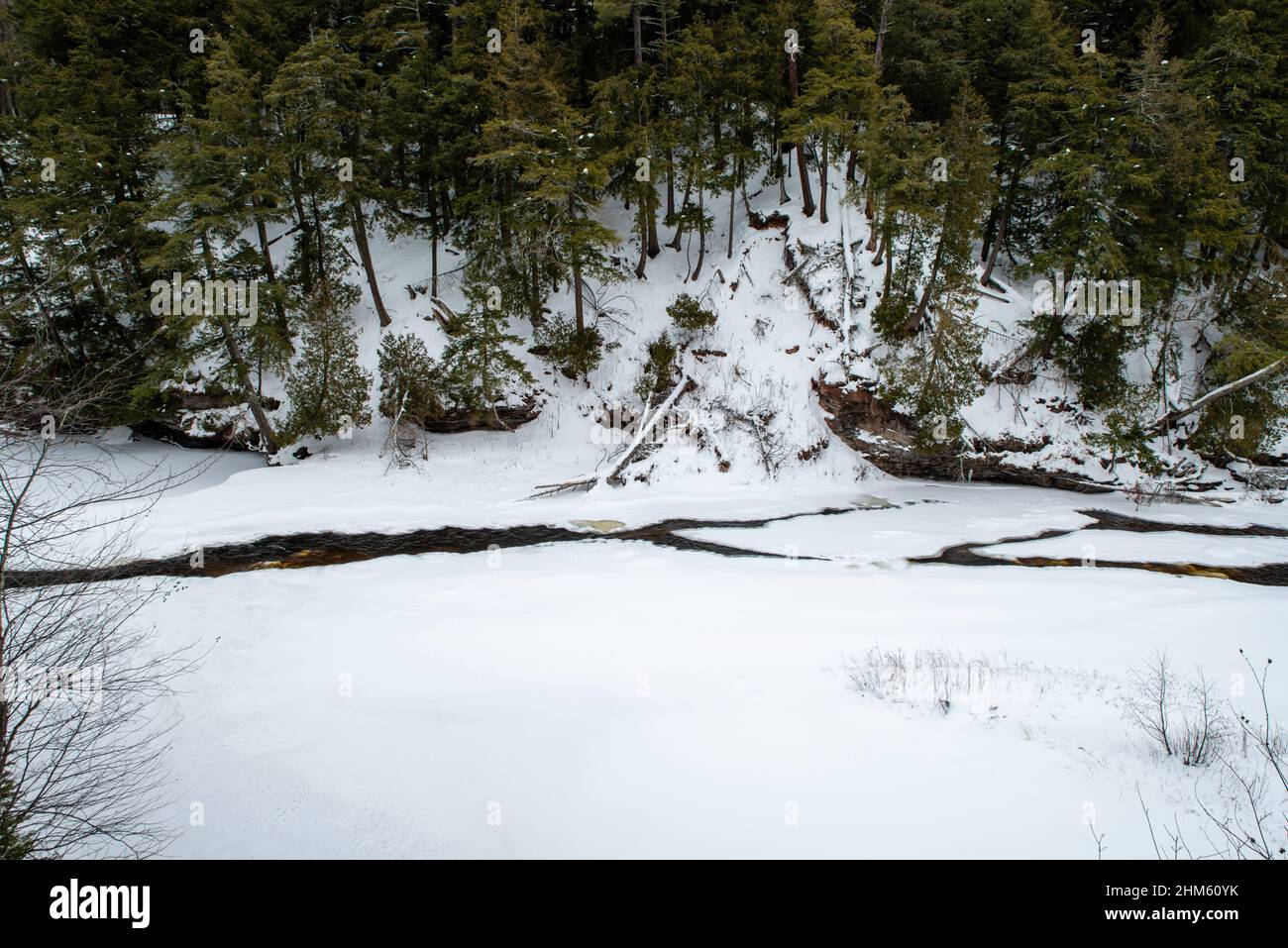 Presque Isle River in the winter; Porcupine Mountains Wilderness State ...