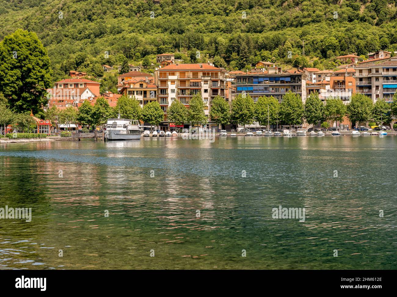 Lakeshore of Omegna city on the lake Orta, province of Verbano-Cusio ...