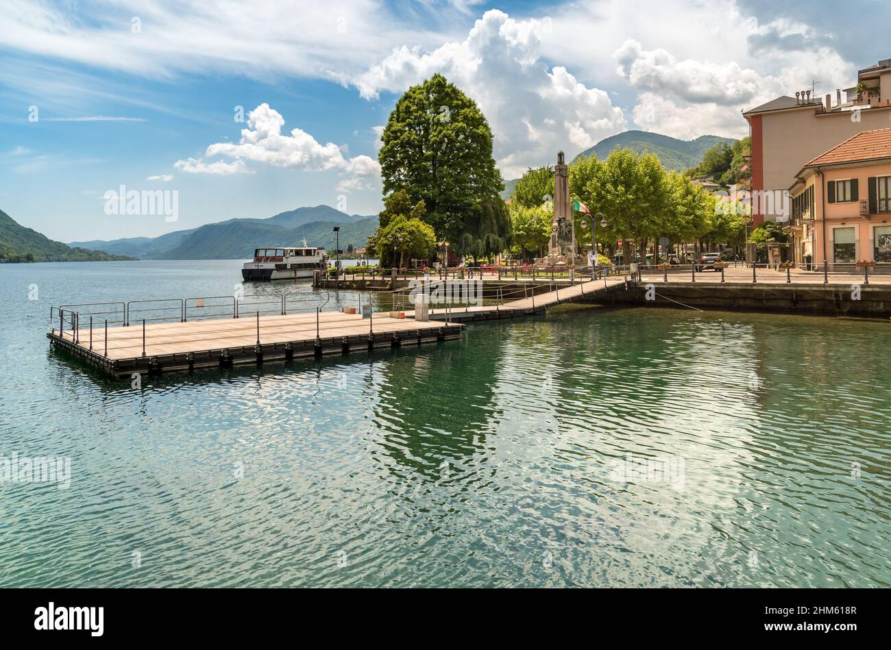 View of historic center of Omegna village, located on the coast of Lake ...