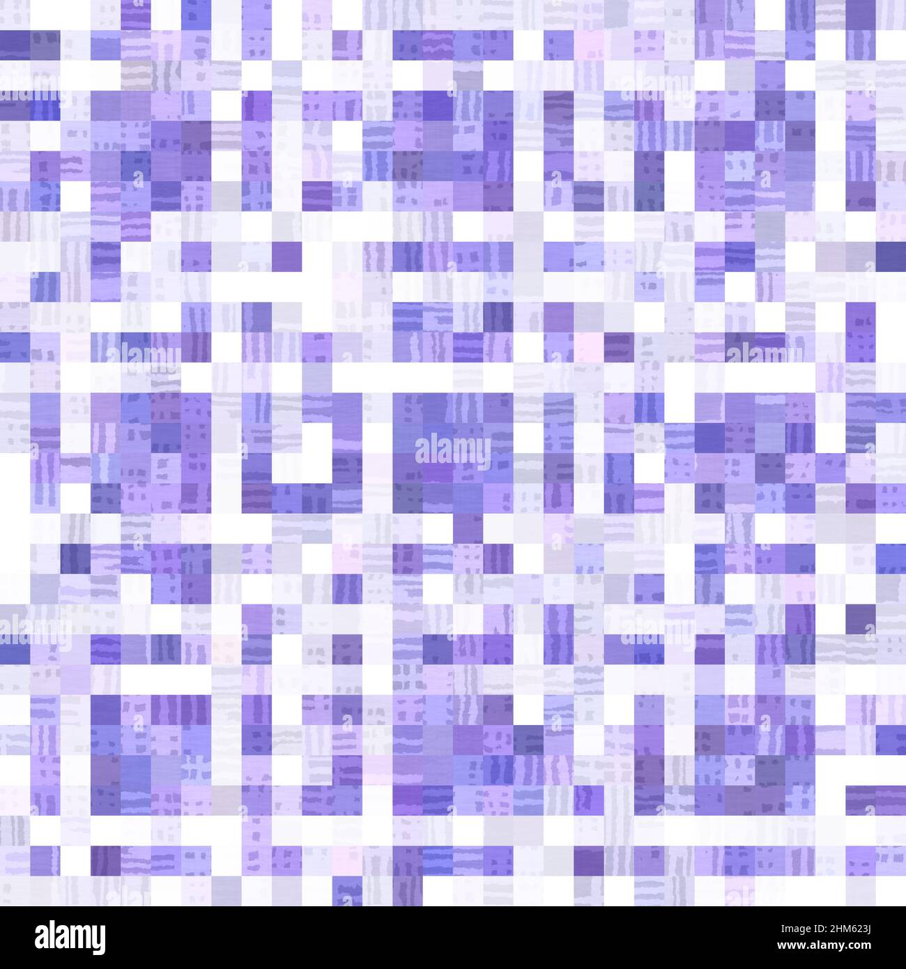 Tiny purple geometric mosaic pixel grid seamless pattern. Modern square ...