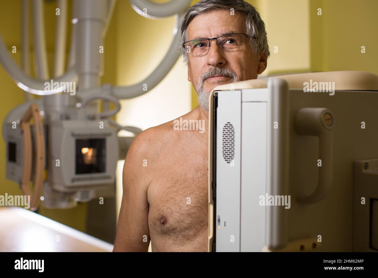Senior man x-ray medical scan examination in a modern hospital (color ...