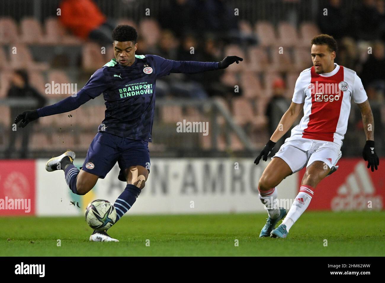 DUIVENDRECHT, NETHERLANDS - FEBRUARY 7: Nigel Thomas of PSV U23 during ...