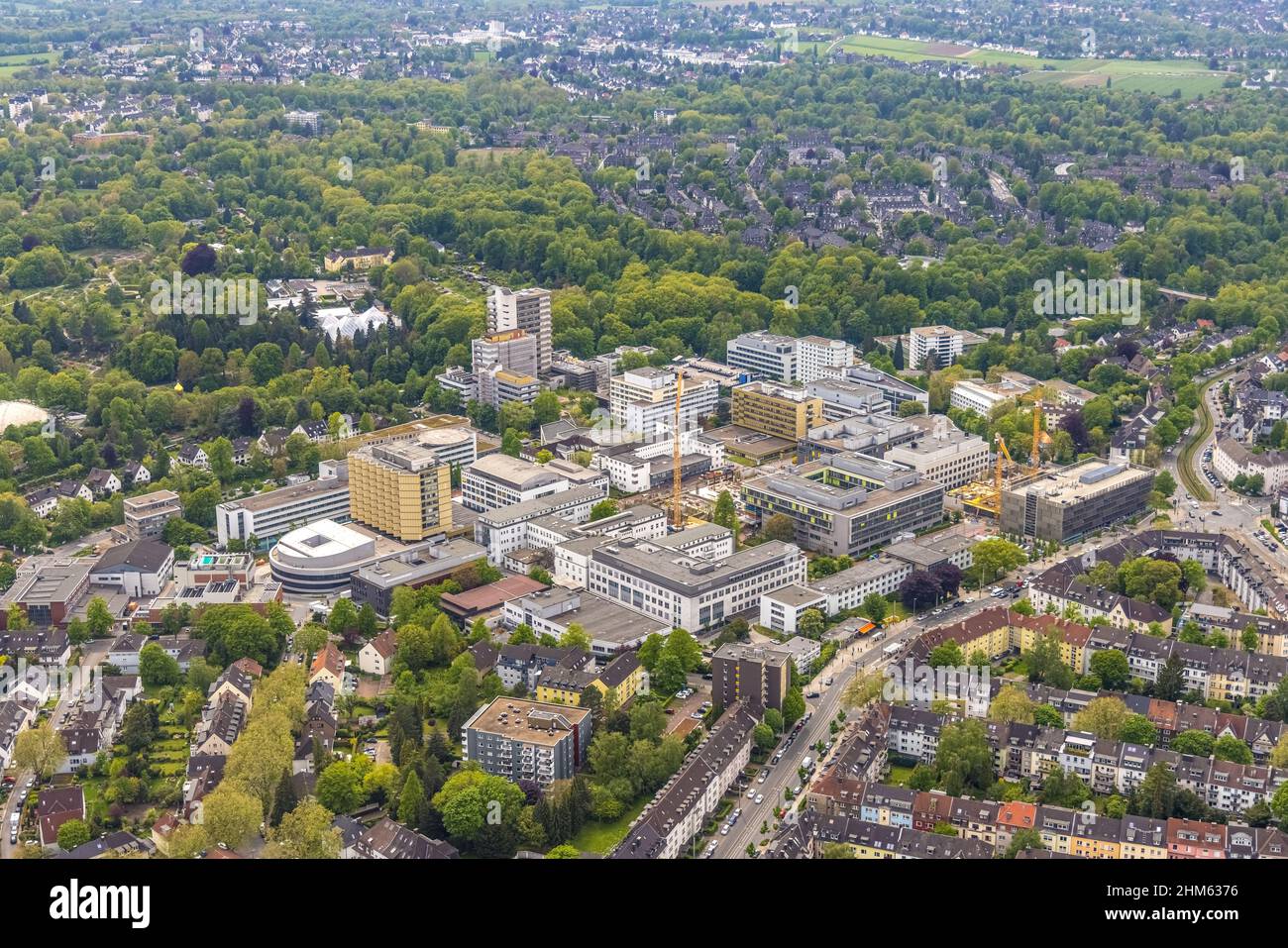 Aerial view, University Hospital Essen, construction site at the ...